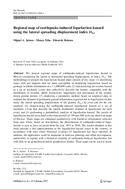 (PDF) Regional map of earthquake-induced liquefaction hazard using the ...