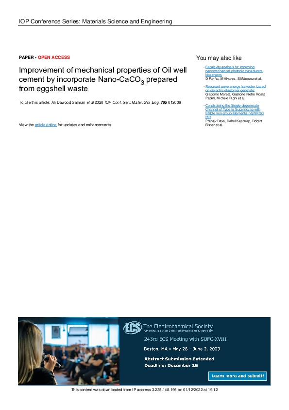 (PDF) Improvement of mechanical properties of Oil well cement by ...