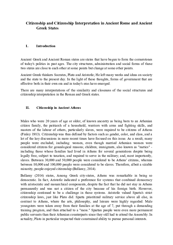 (DOC) Citizenship and Citizenship Interpretation in Ancient Rome and ...
