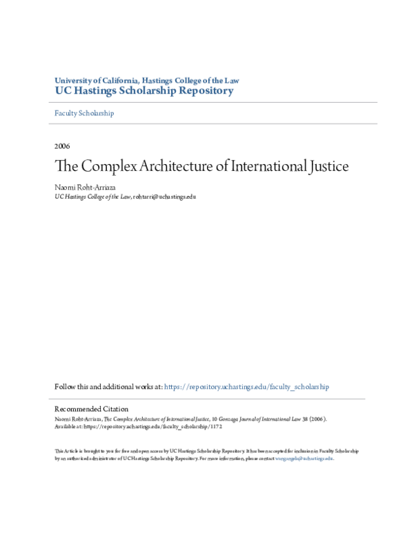(PDF) The Complex Architecture of International Justice