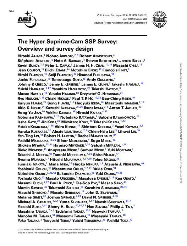 (PDF) The Hyper Suprime-Cam SSP Survey: Overview and survey design | T ...
