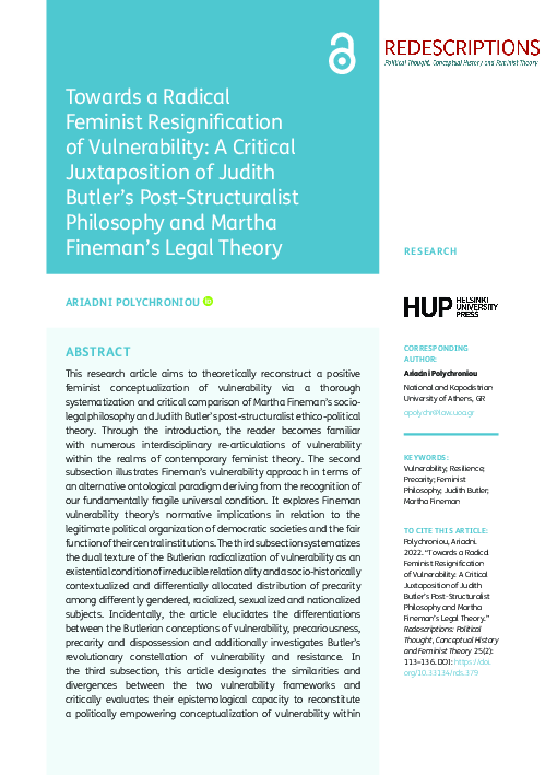 (PDF) Towards a Radical Feminist Resignification of Vulnerability: A ...