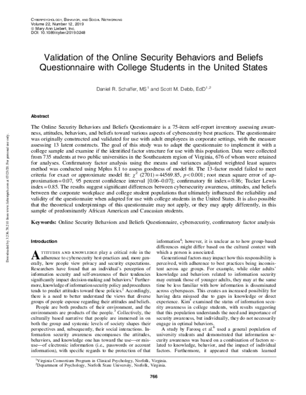 (PDF) Validation of the Online Security Behaviors and Beliefs ...