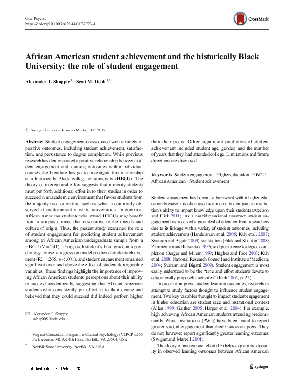 (PDF) African American student achievement and the historically Black ...