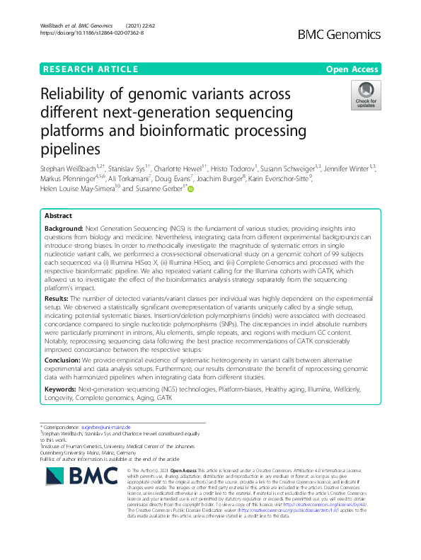 (PDF) Reliability of genomic variants across different next-generation sequencing platforms and ...