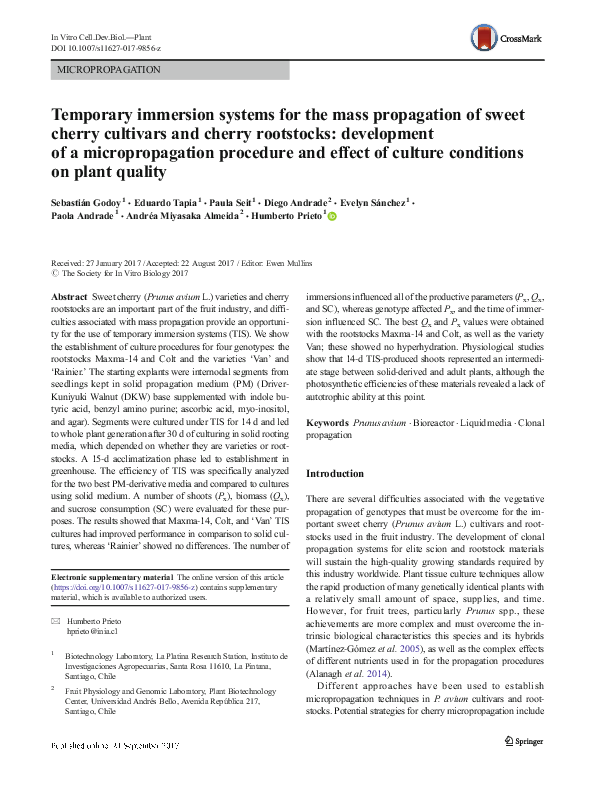 (PDF) Temporary immersion systems for the mass propagation of sweet ...