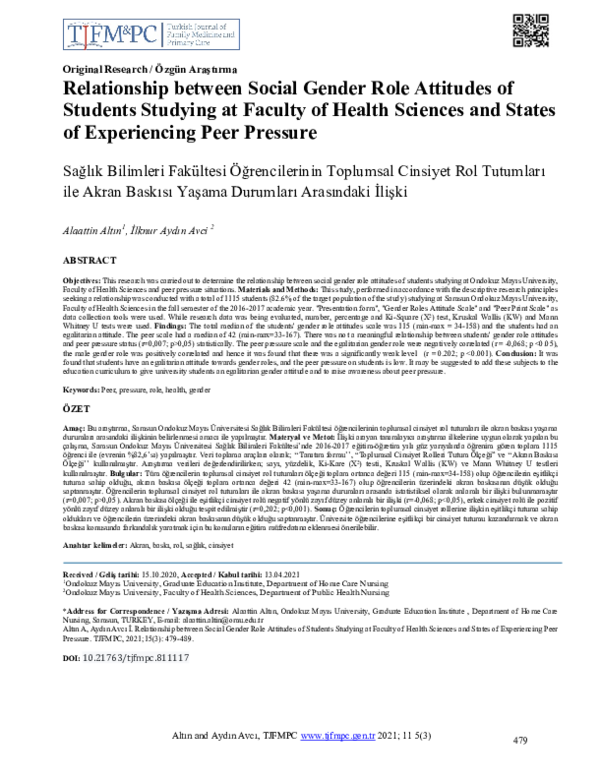 (PDF) Relation between Social Gender Role Attitudes of Students ...