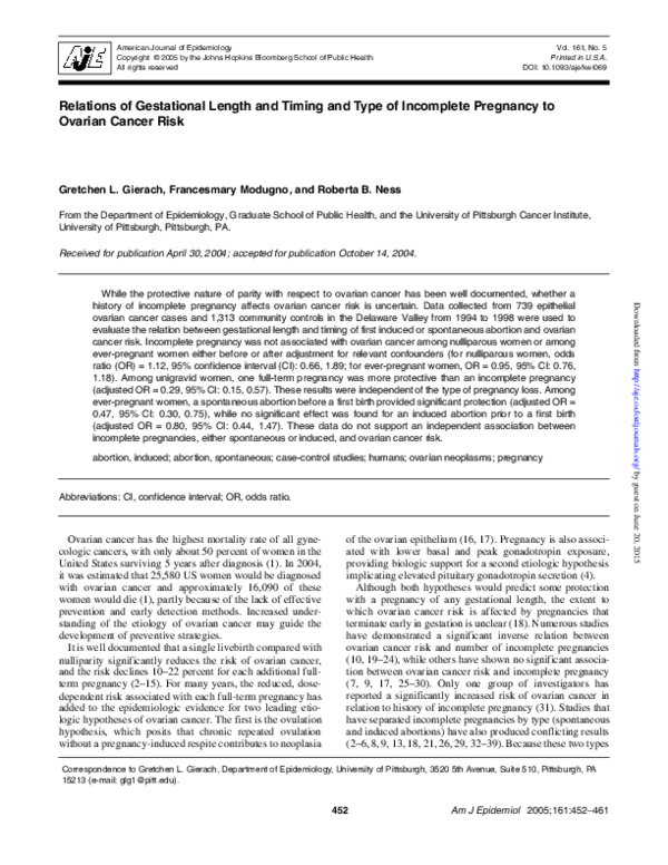 (PDF) Relations of Gestational Length and Timing and Type of Incomplete ...