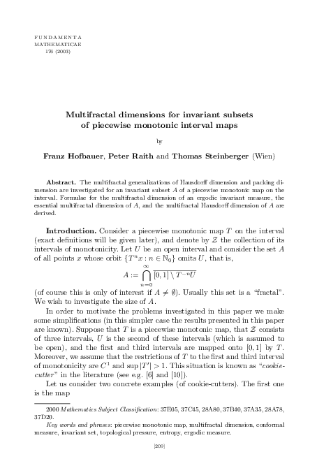 (PDF) Multifractal Dimensions of Invariant Sets