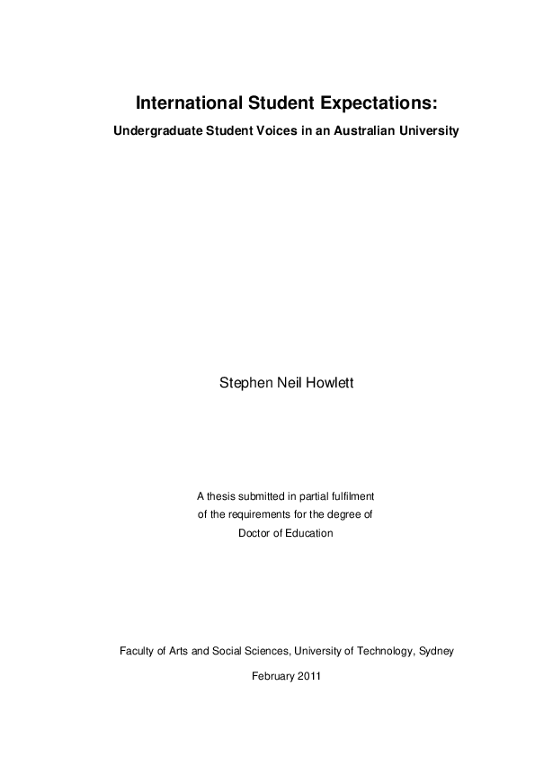(PDF) International student expectations : undergraduate student voices ...