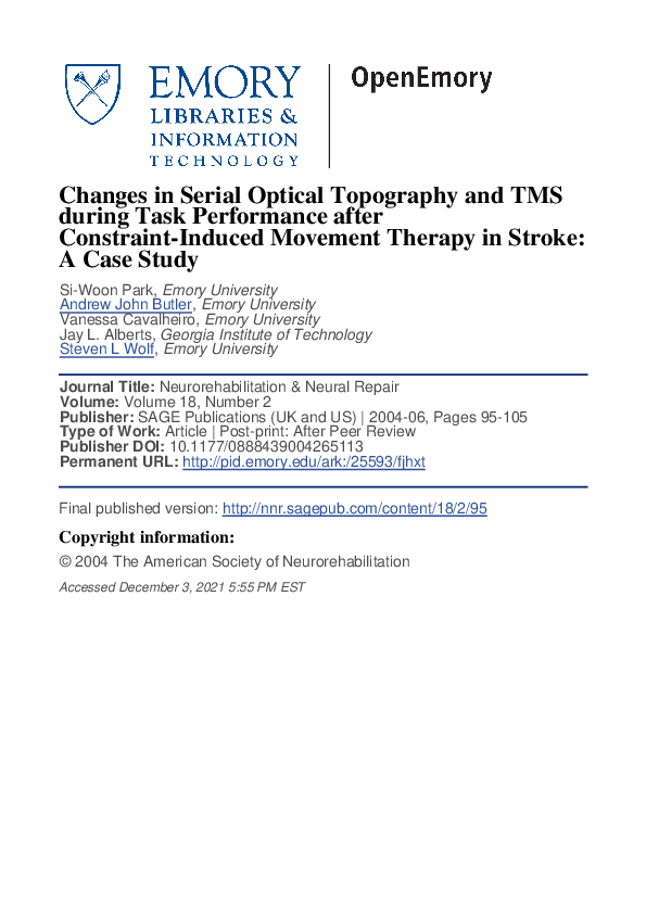 (PDF) Changes in Serial Optical Topography and TMS during Task ...