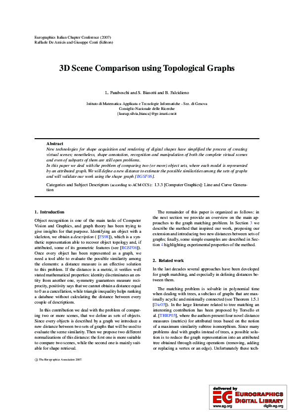 (PDF) 3D Scene Comparison using Topological Graphs