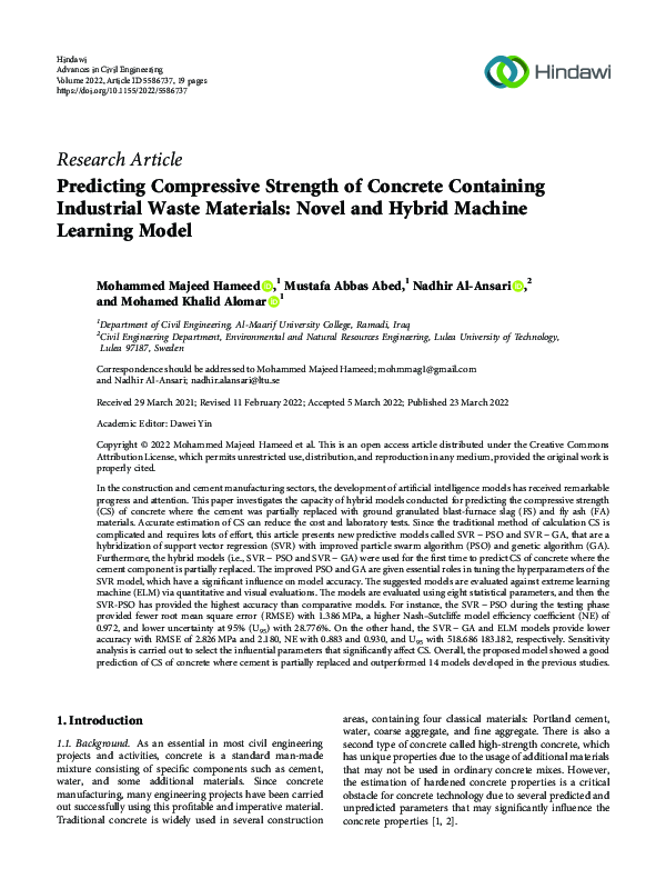 (PDF) Predicting Compressive Strength of Concrete Containing Industrial Waste Materials: Novel ...