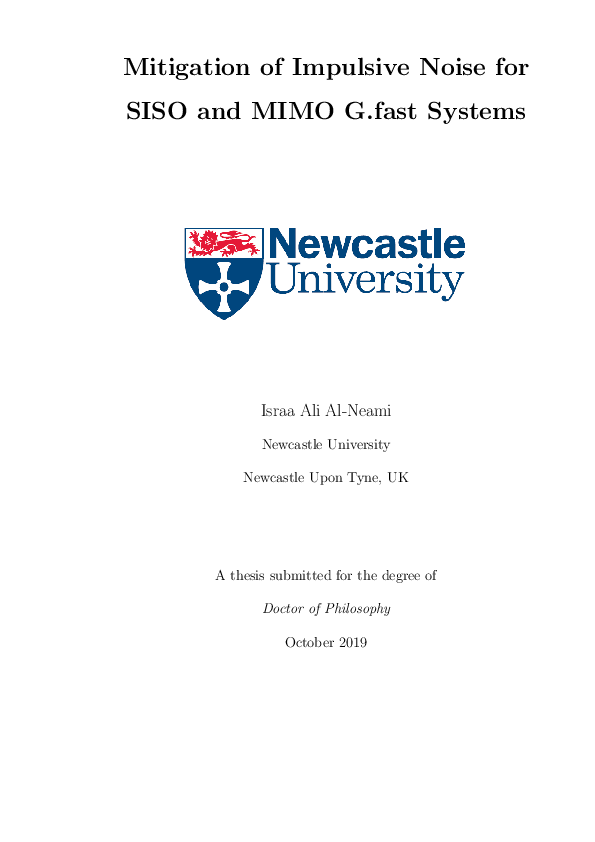 (PDF) Mitigation of impulsive noise for SISO and MIMO G.fast system