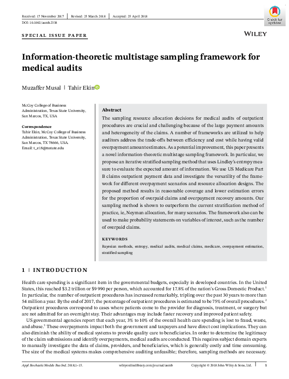 (PDF) Information‐theoretic multistage sampling framework for medical ...