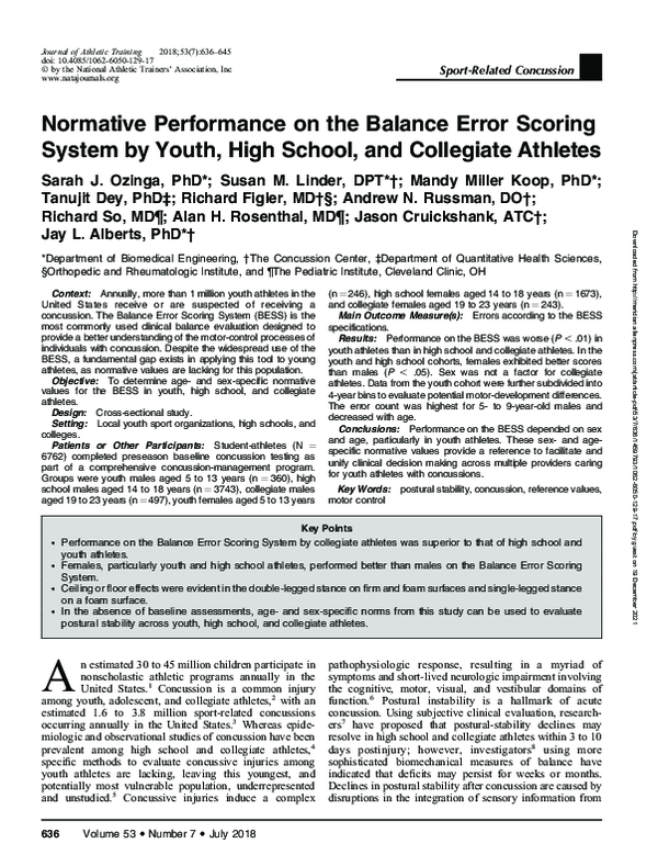 (PDF) Normative Performance on the Balance Error Scoring System by ...