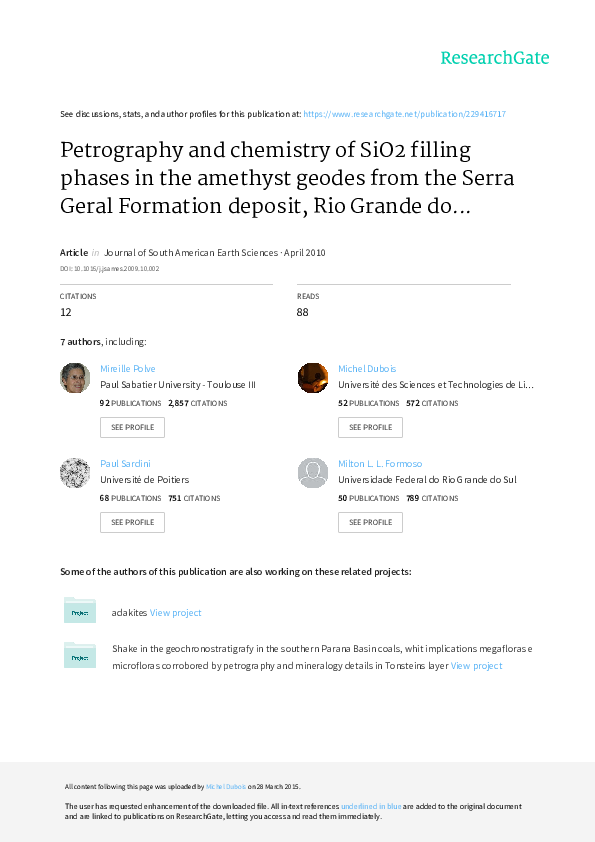 (PDF) Petrography and chemistry of SiO2 filling phases in the amethyst ...