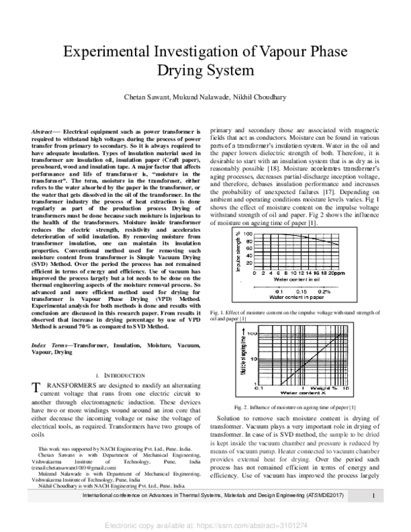 (PDF) Experimental Investigation of Vapour Phase Drying System