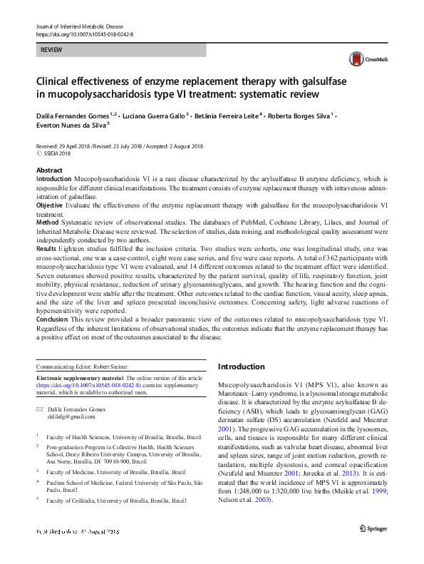 Clinical effectiveness of enzyme replacement therapy with galsulfase in ...