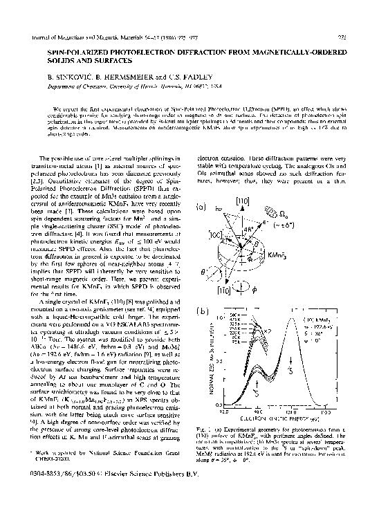 (PDF) Spin-polarized photoelectron diffraction from magnetically-ordered solids and surfaces
