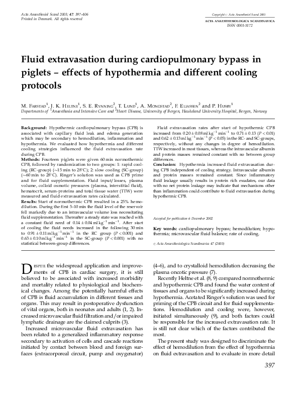 (PDF) Fluid extravasation during cardiopulmonary bypass in piglets ...