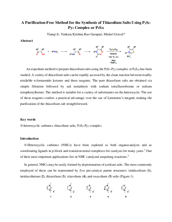 (PDF) A Purification-Free Method for the Synthesis of Thiazolium Salts ...
