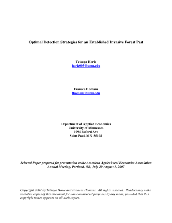 (PDF) Optimal detection strategies for an established invasive pest