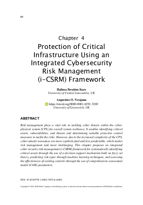 (PDF) Protection of Critical Infrastructure Using an Integrated ...