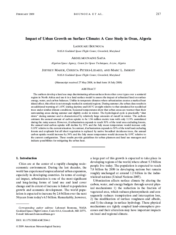 (PDF) Impact of Urban Growth on Surface Climate: A Case Study in Oran ...