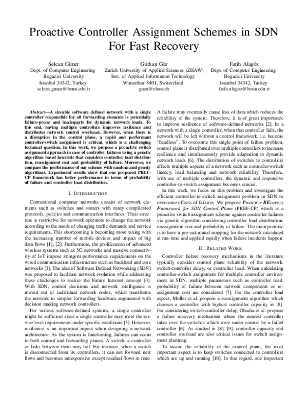 (PDF) Proactive Controller Assignment Schemes in SDN For Fast Recovery