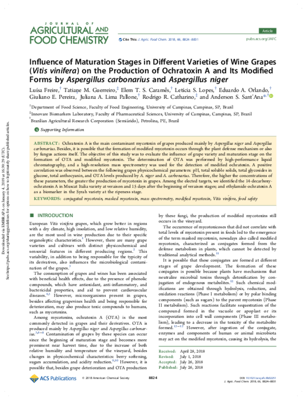(PDF) Influence of Maturation Stages in Different Varieties of Wine Grapes ( Vitis vinifera) on ...