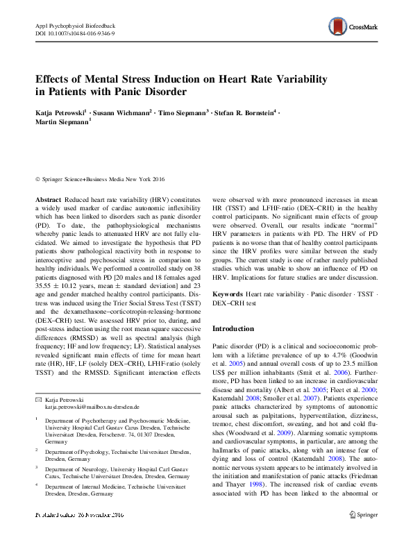 (PDF) Effects of Mental Stress Induction on Heart Rate Variability in ...
