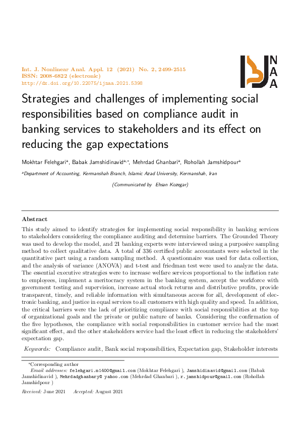 (PDF) Strategies and challenges of implementing social responsibilities ...