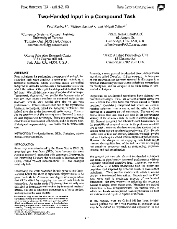 (PDF) Two-handed input in a compound task