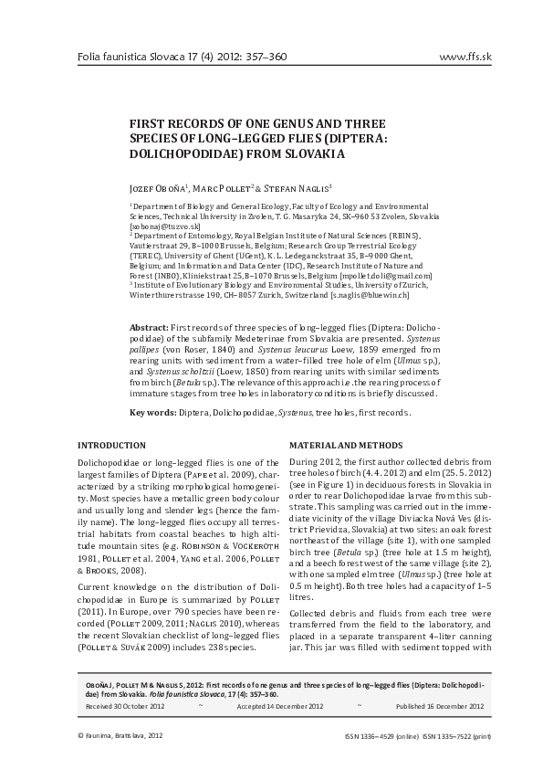 (PDF) First records of one genus and three species of long-legged flies ...