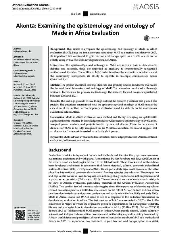 (PDF) Akonta: Examining the epistemology and ontology of Made in Africa ...
