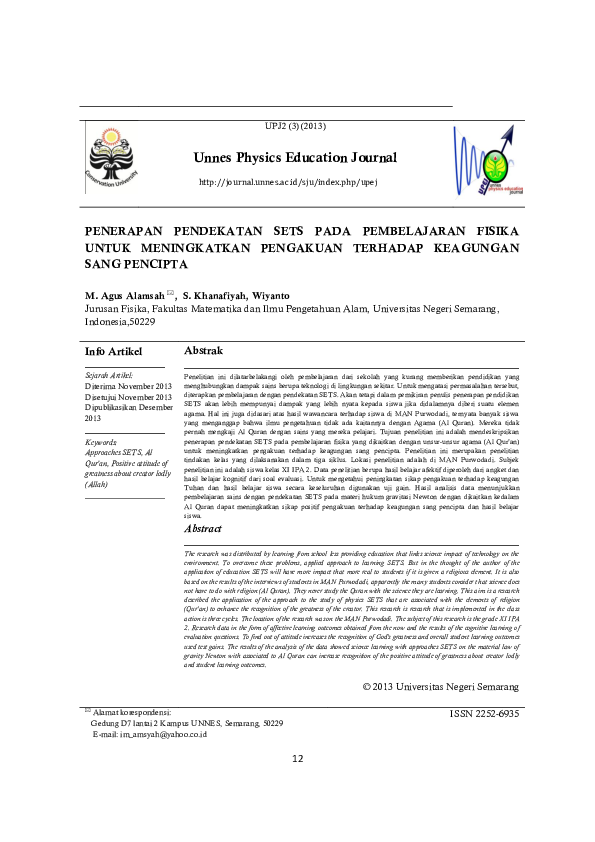 (PDF) Unnes Physics Education Journal PENERAPAN PENDEKATAN SETS PADA ...