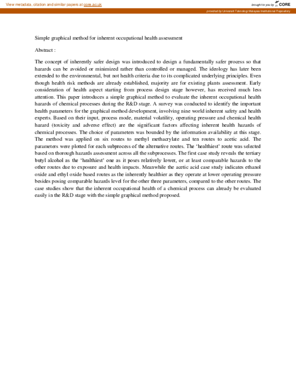 (PDF) Simple graphical method for inherent occupational health assessment