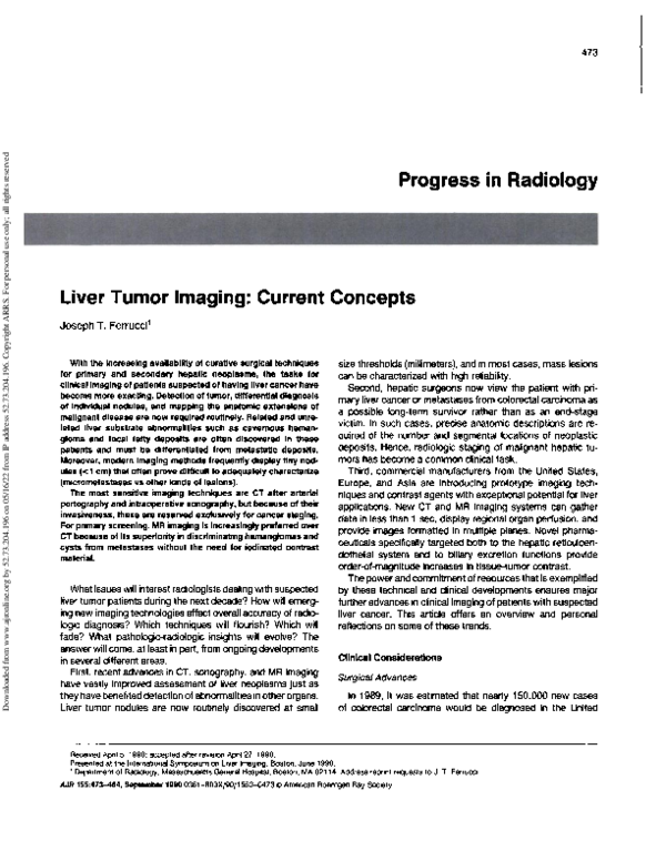 (PDF) Liver tumor imaging: current concepts