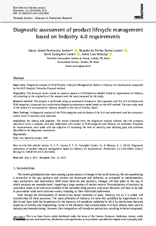 (PDF) Diagnostic assessment of product lifecycle management based on ...