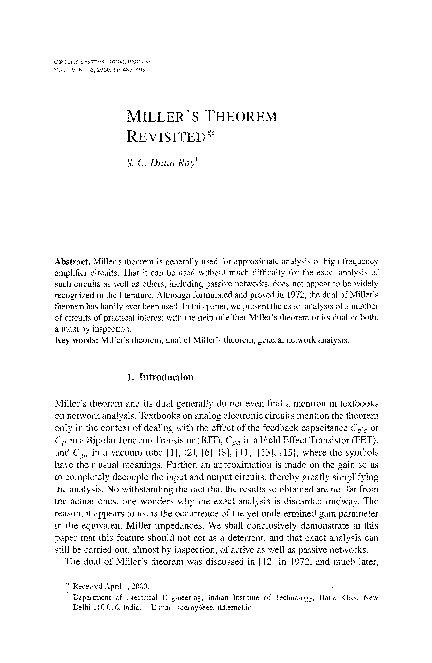 (PDF) Miller's theorem revisited