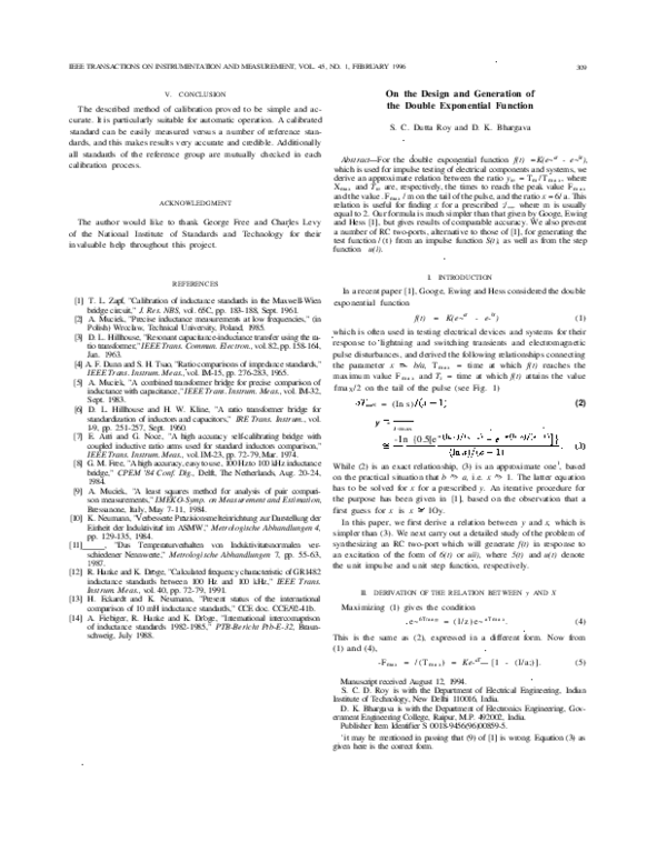 Pdf On The Design And Generation Of The Double Exponential Function