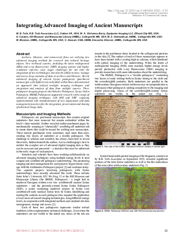 (PDF) Integrating Advanced Imaging of Ancient Manuscripts | Melissa ...