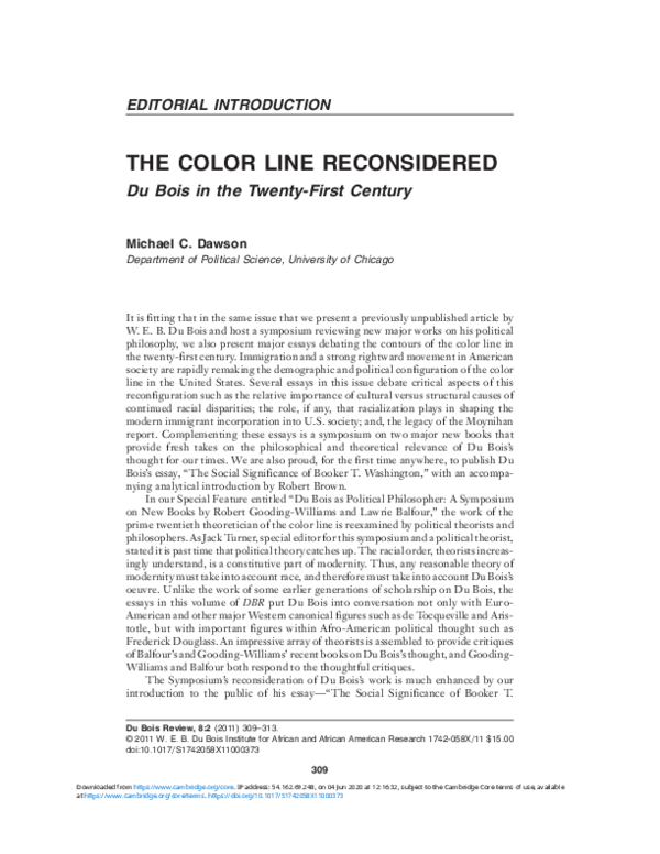 (PDF) The Color Line Reconsidered