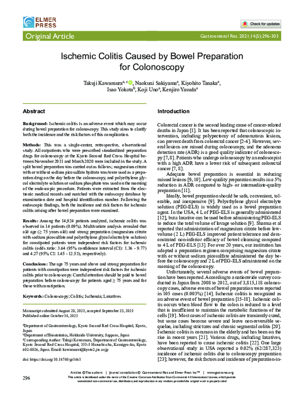 (PDF) Ischemic Colitis Caused by Bowel Preparation for Colonoscopy ...
