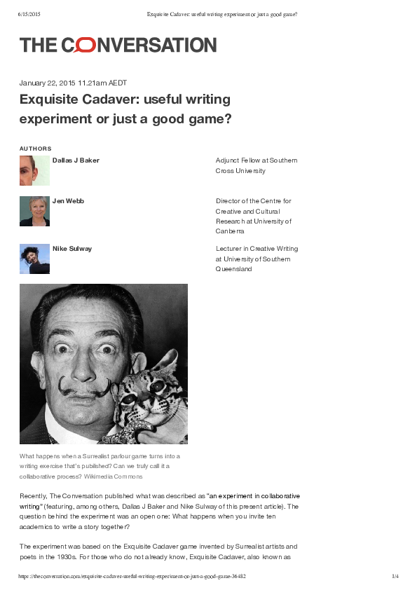 (PDF) Exquisite Cadaver: useful writing experiment or just a good game ...