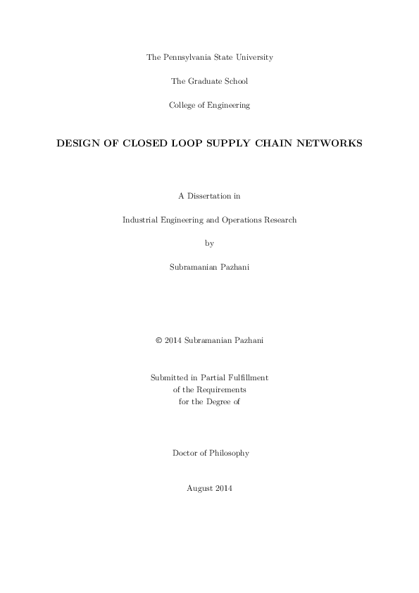 Pdf Design Of Closed Loop Supply Chain Networks