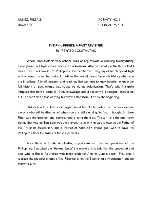 (DOC) The Philippines A Past Revisited