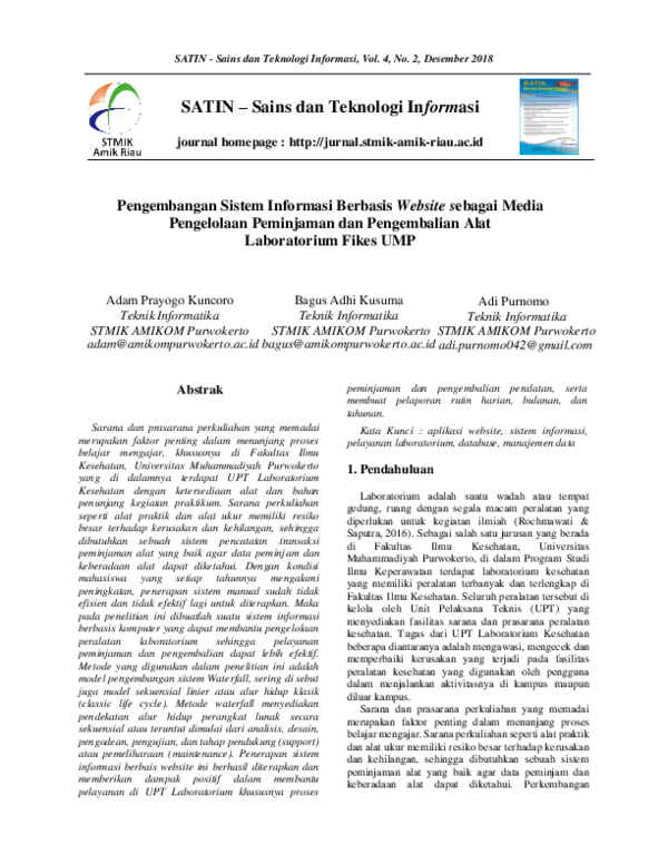 (PDF) Pengembangan Sistem Informasi Berbasis Website Sebagai Media ...