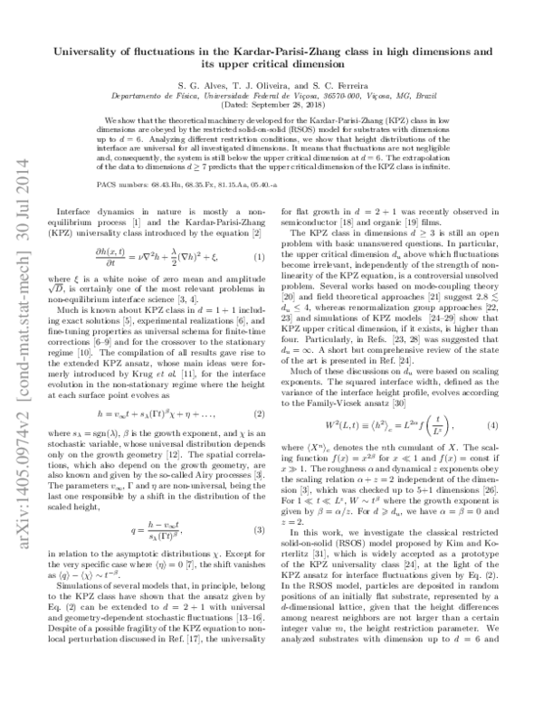 (PDF) Universality of fluctuations in the Kardar-Parisi-Zhang class in high dimensions and its ...